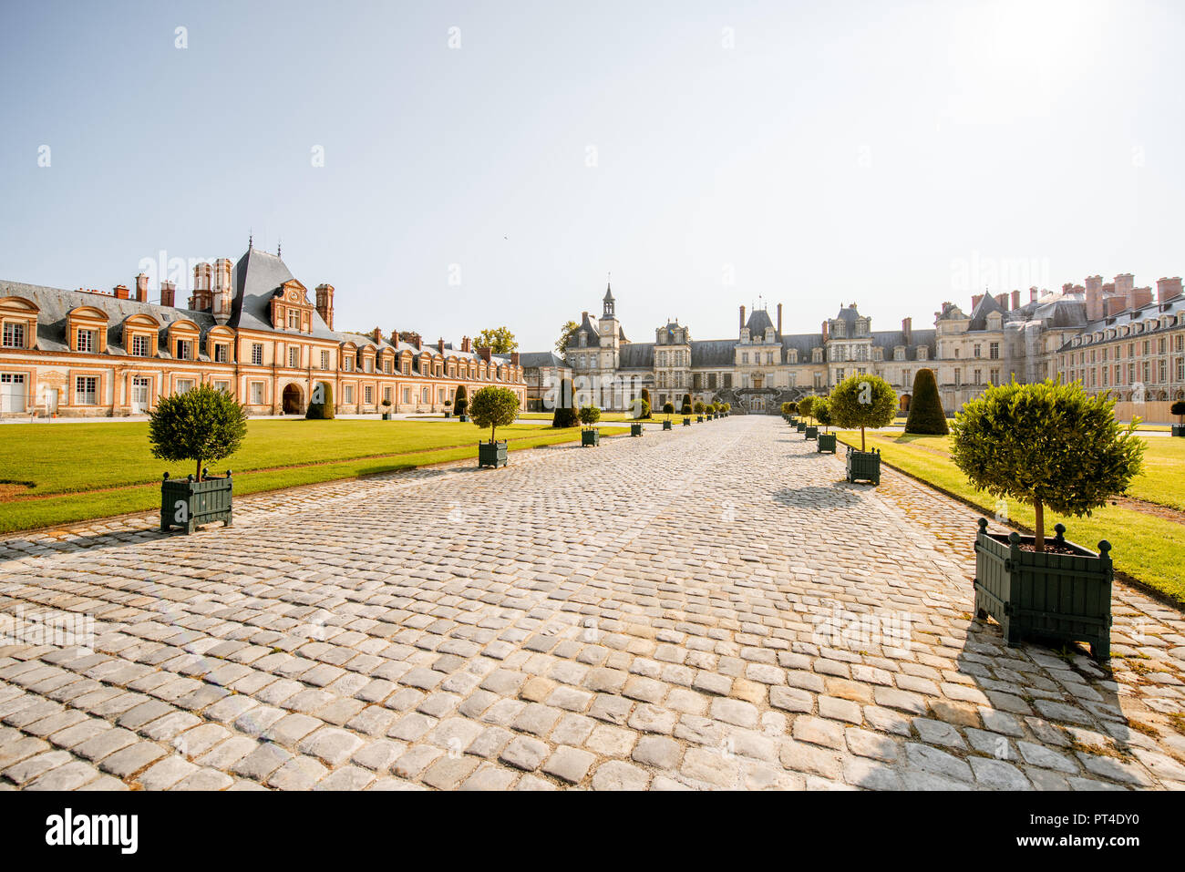 FONTAINBLEAU, FRANCE - August 28, 2017: Morning view on the white Horse ...