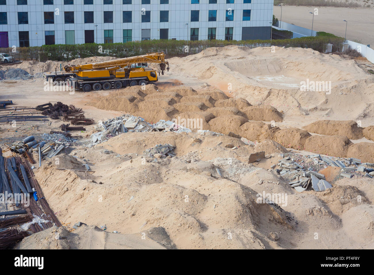 sand or dirt for foundation on construction site Stock Photo - Alamy