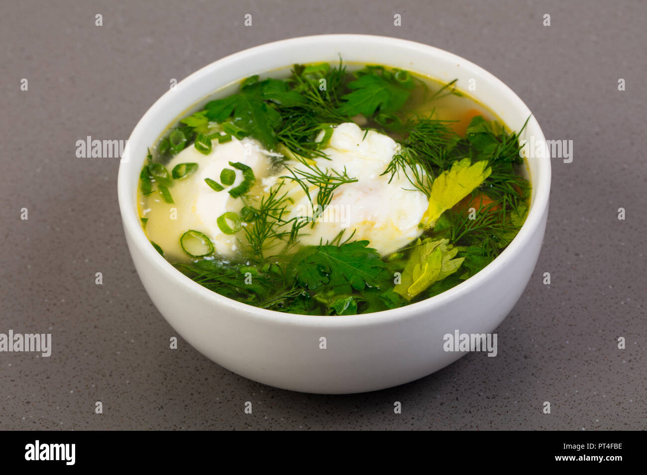 Spring sorrel soup with egg Stock Photo - Alamy