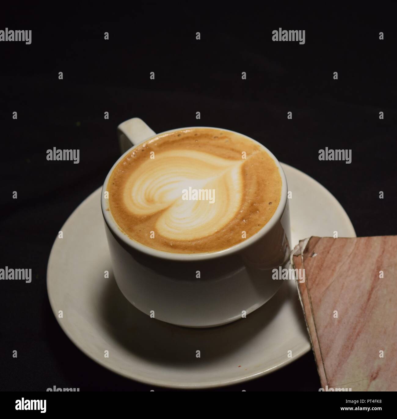 Love coffee, a cup of latte art with heart pattern in a white cup Stock ...
