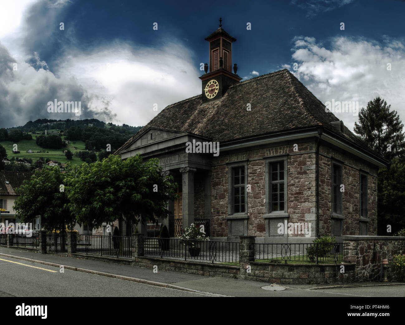 Flums, old town hall, Swiss Alps Stock Photo - Alamy