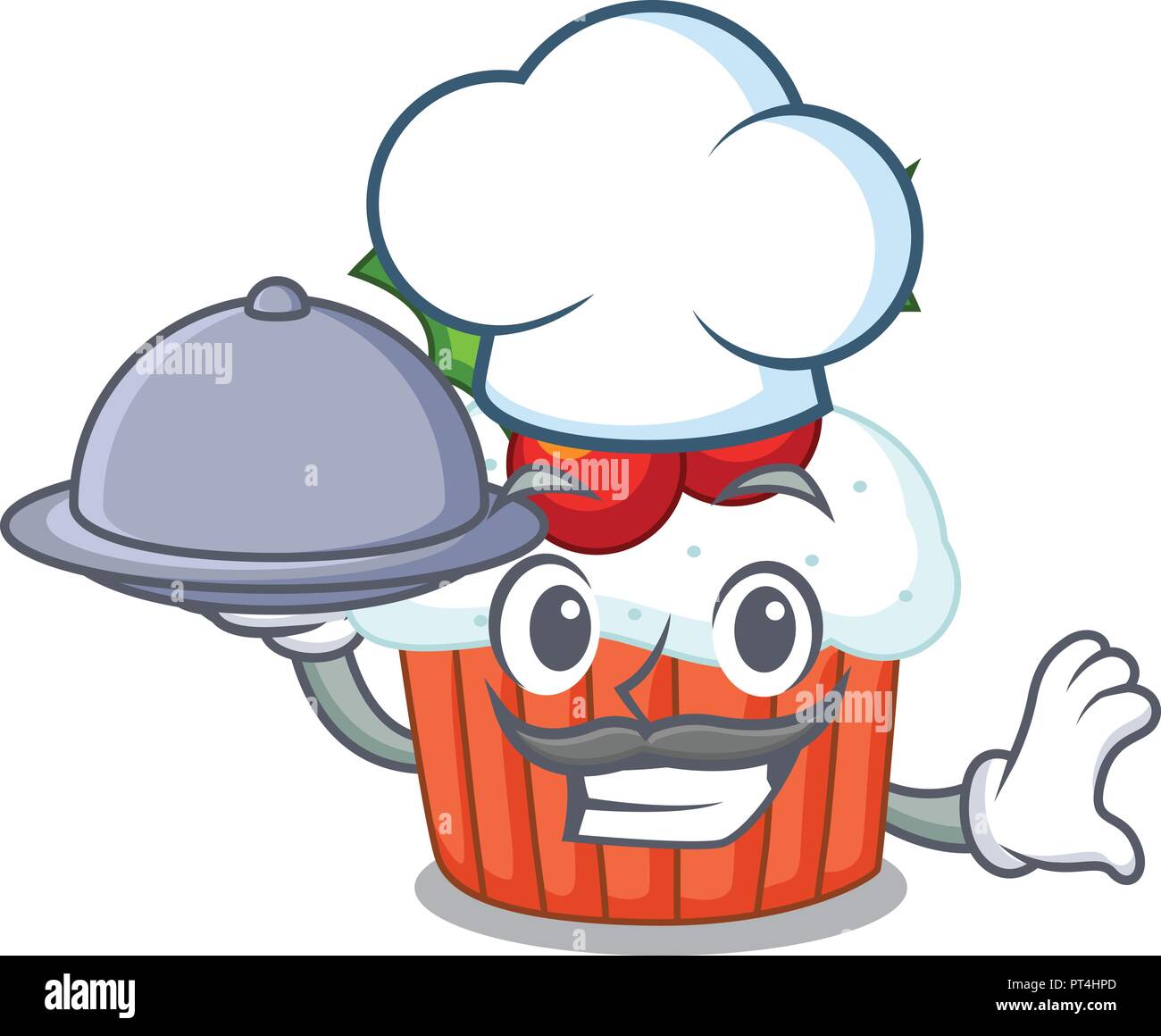 Chef with food decorated christmas cupcakes cartoon for party Stock ...