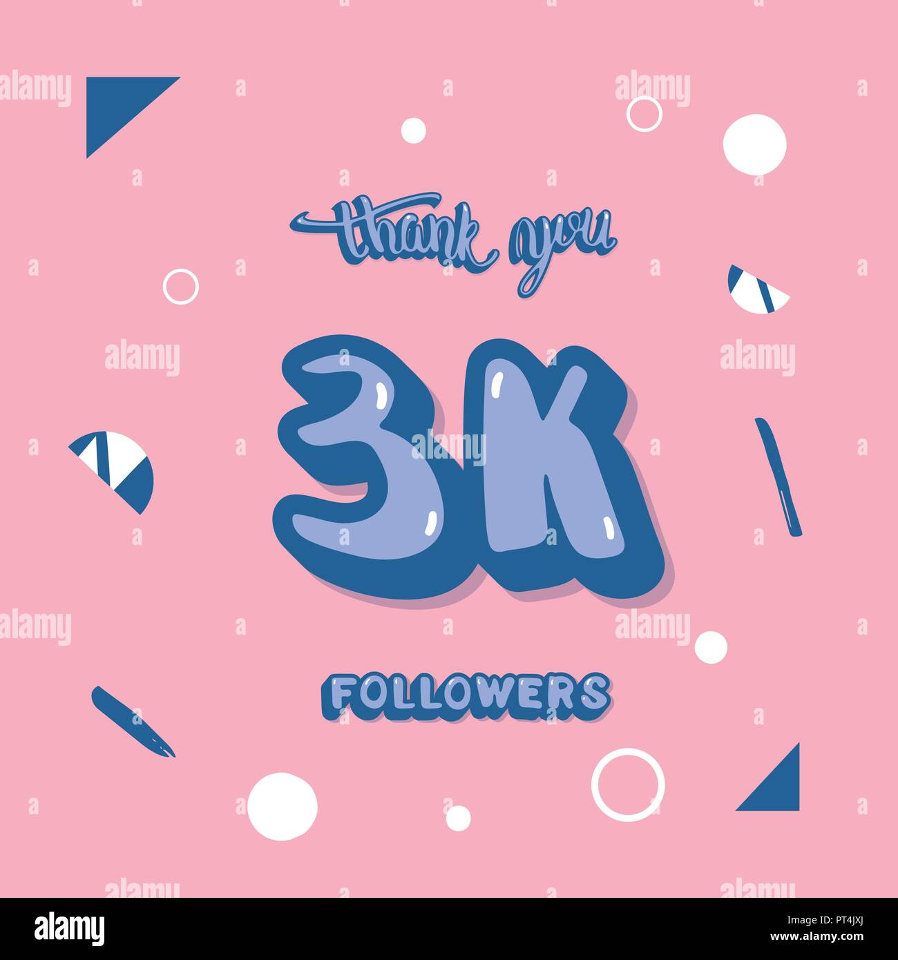 Flat template of 3K followers thank you. Card for internet networks ...