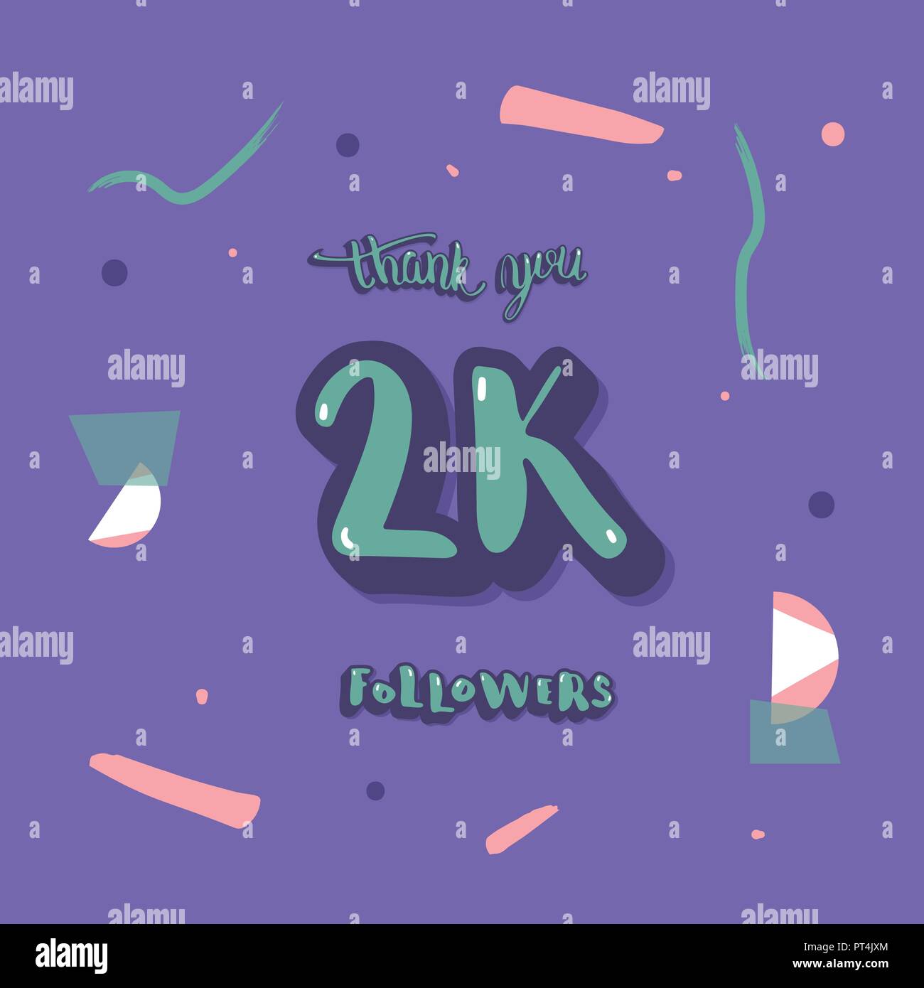 Flat template of 2K followers thank you. Banner for internet networks ...