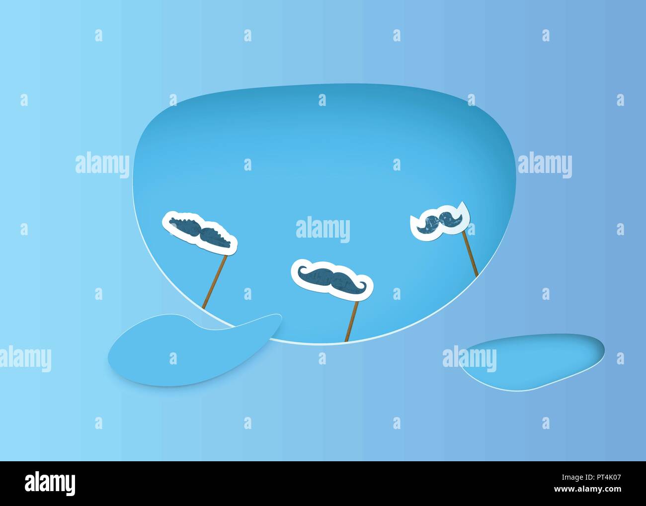 Fake Mustaches set composition and papercut elements. Collection of ...