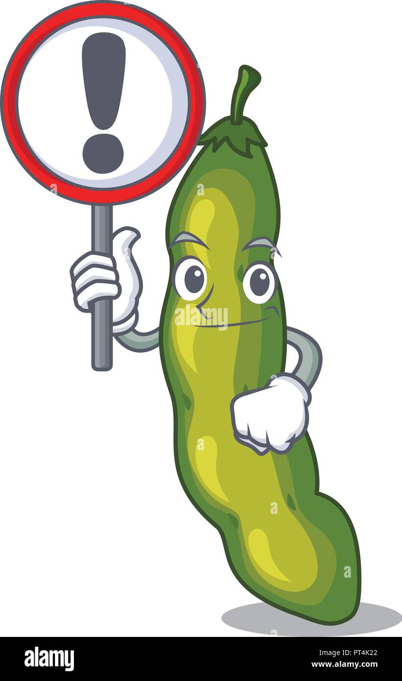 With sign character green beans in wooden plate Stock Vector Image ...