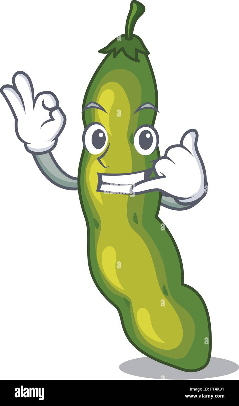 Call me green beans pod isolated on mascot Stock Vector Image & Art - Alamy