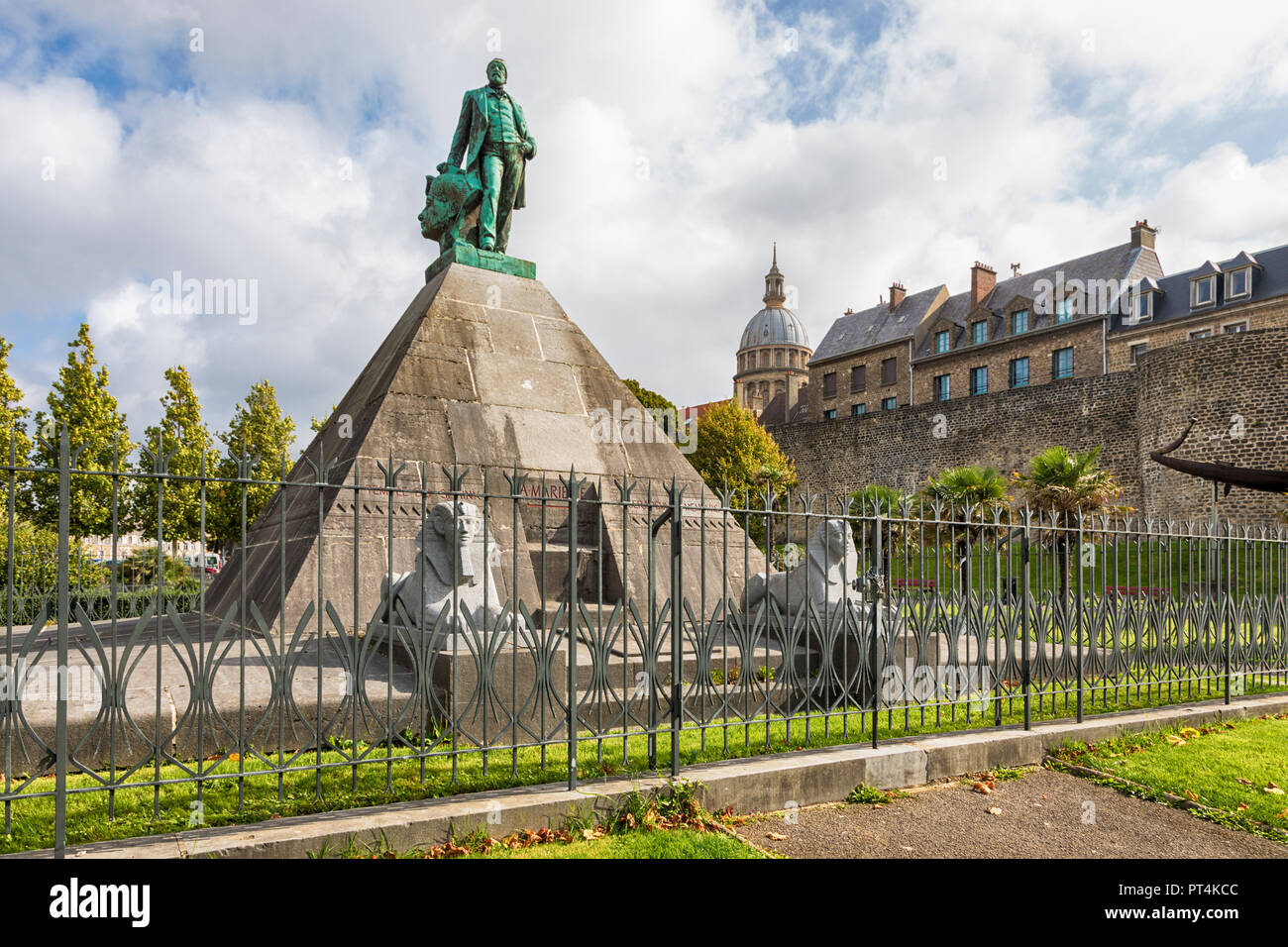 Bronze statue of archaeologist and egyptologist Auguste Mariette on ...