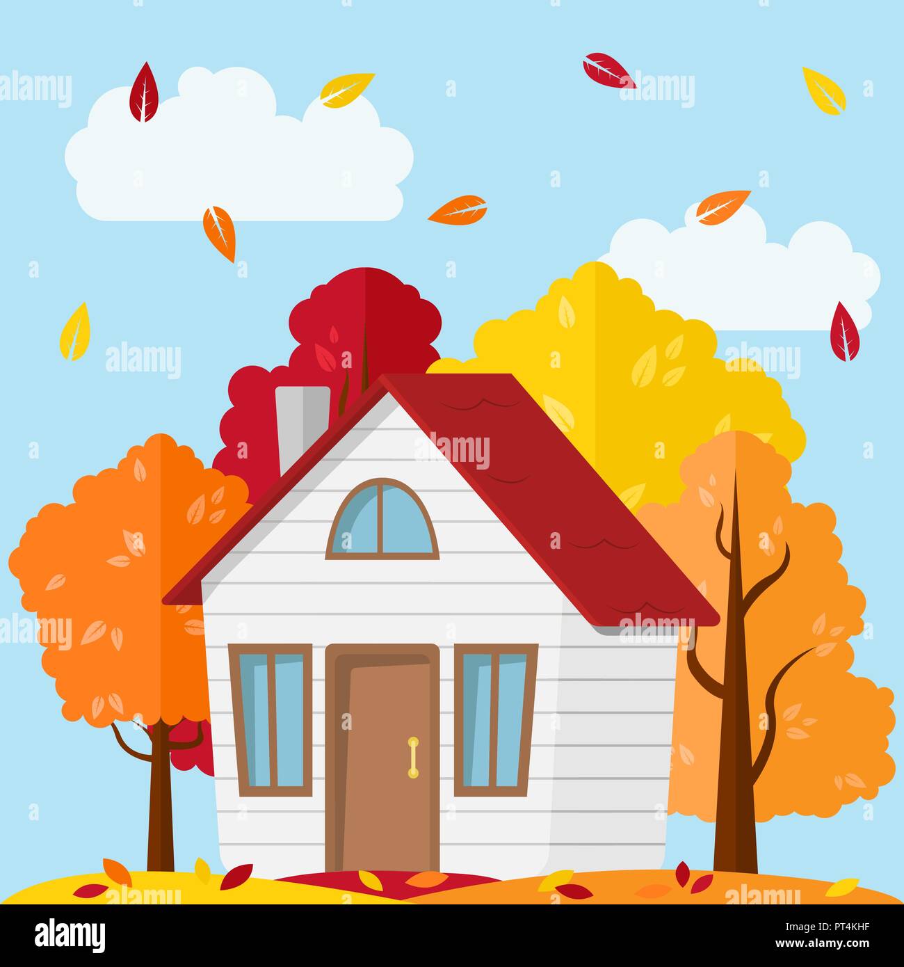Beautiful autumn nature park farm Stock Vector Images - Alamy