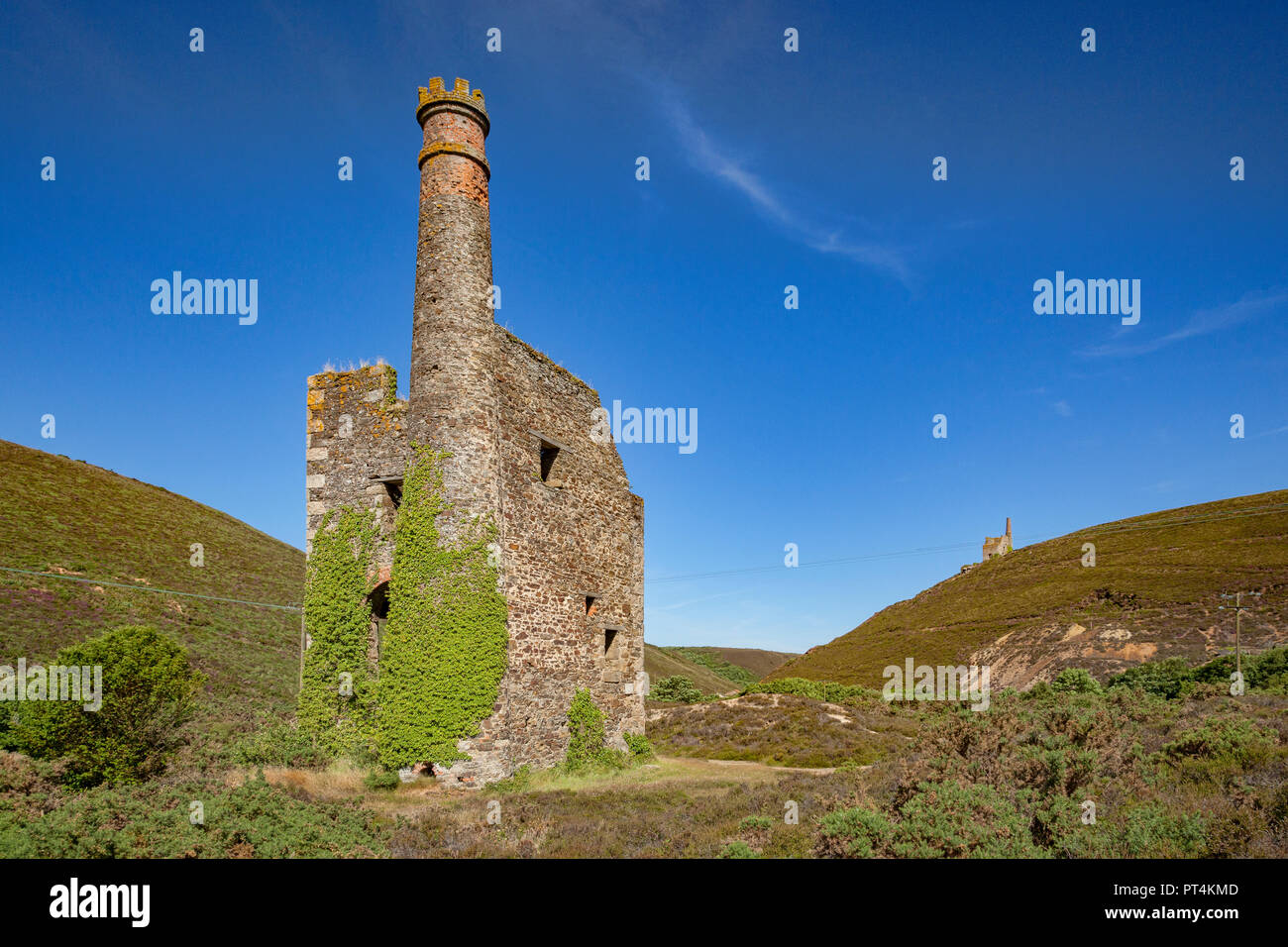 The Engine House at Wheal Ellen mine, near St Agnes, Cornwall, England ...