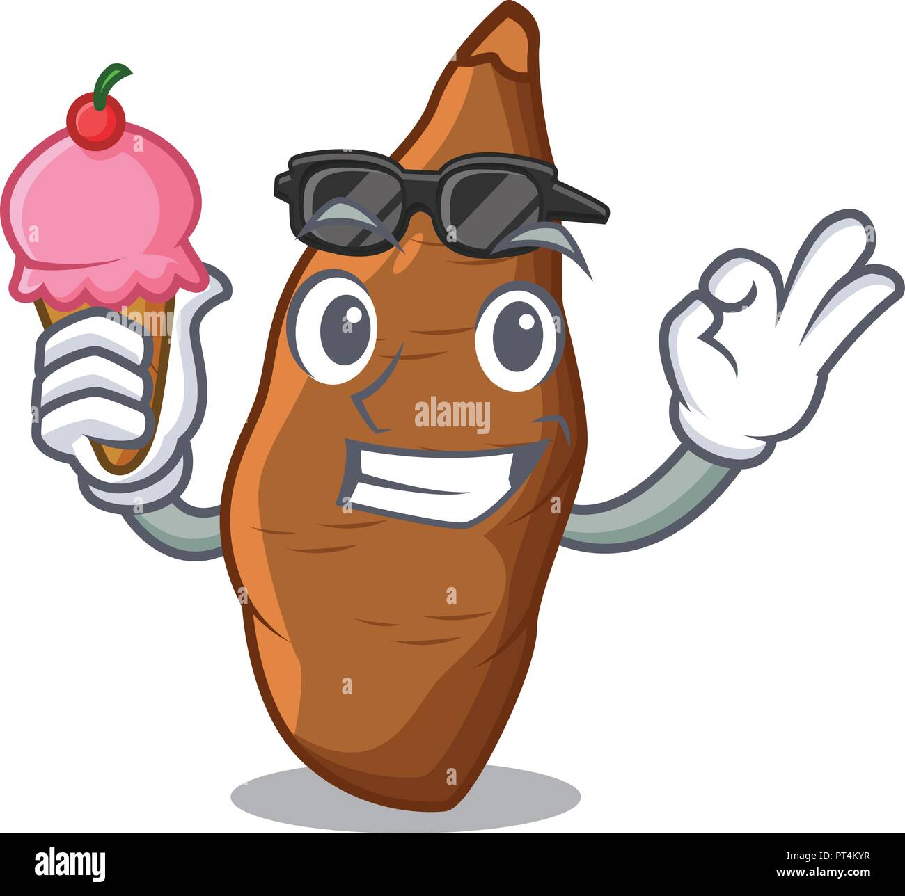 With ice cream cassava root on the plate cartoon Stock Vector Image ...