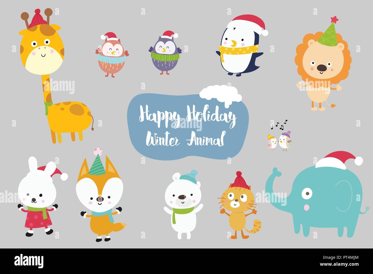 Happiness Animal cartoon set vector illustration eps10 Stock Vector ...