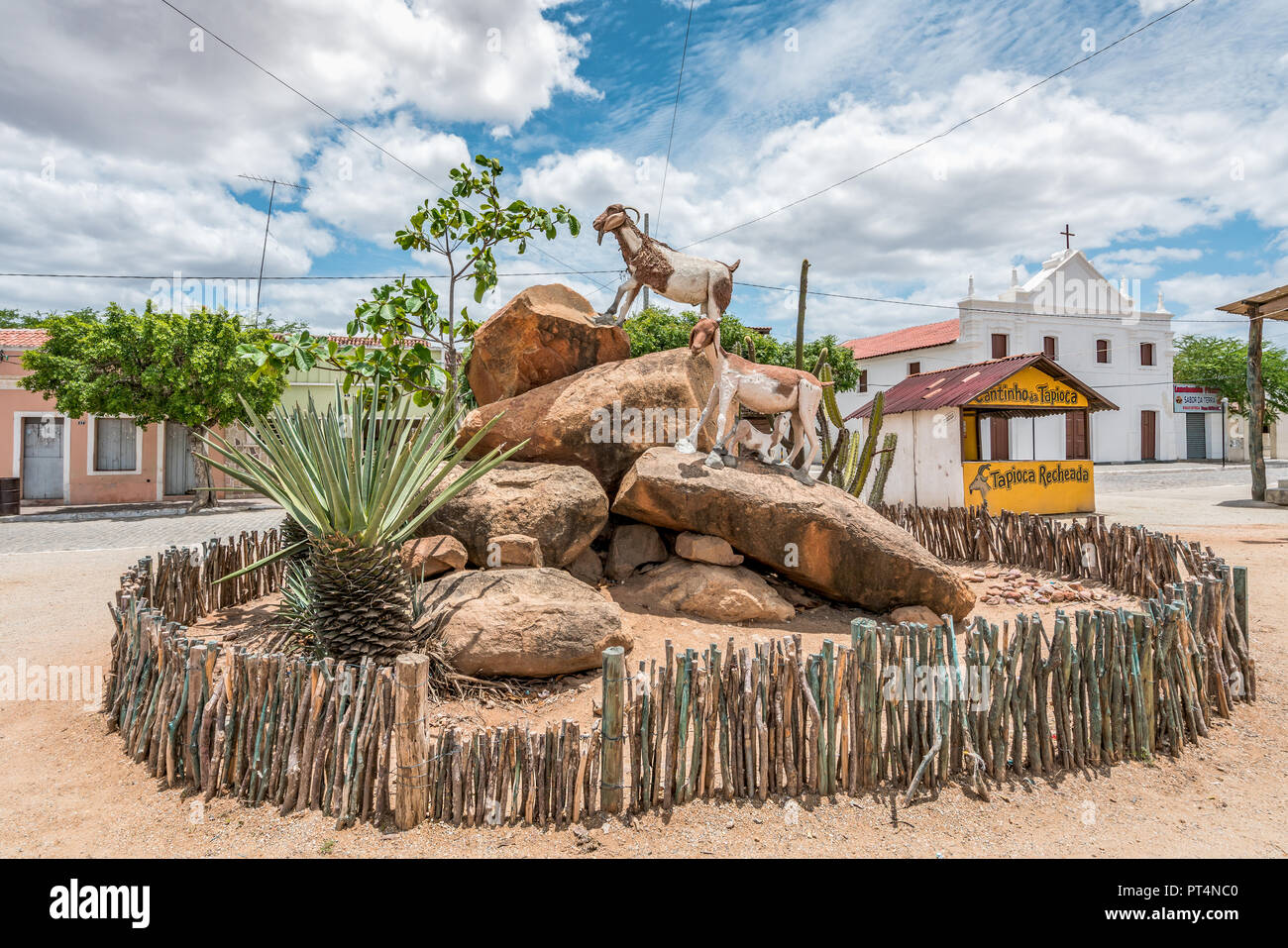 Cabaceiras, Paraíba, Brazil - February, 2018: town square view at ...