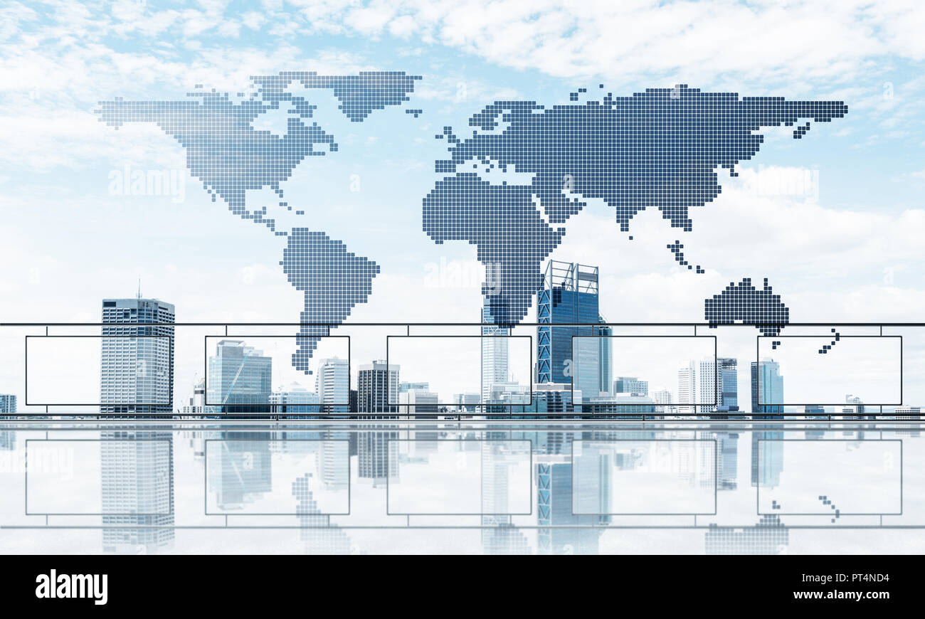 Concept of global communication and networking with world map ov Stock ...
