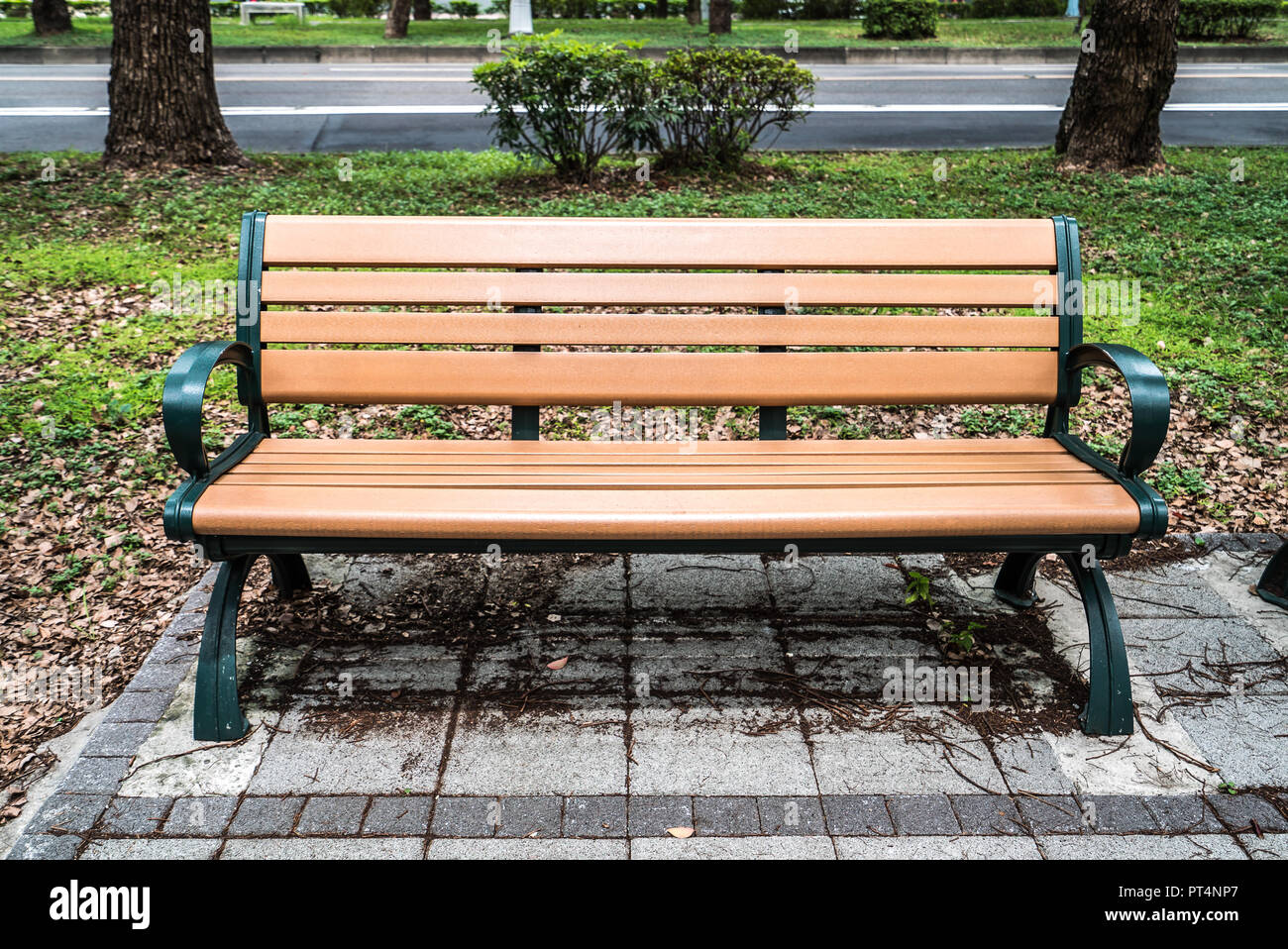 Park, a chair in the park, relaxing, Banyan trees on Dunhua Road ...