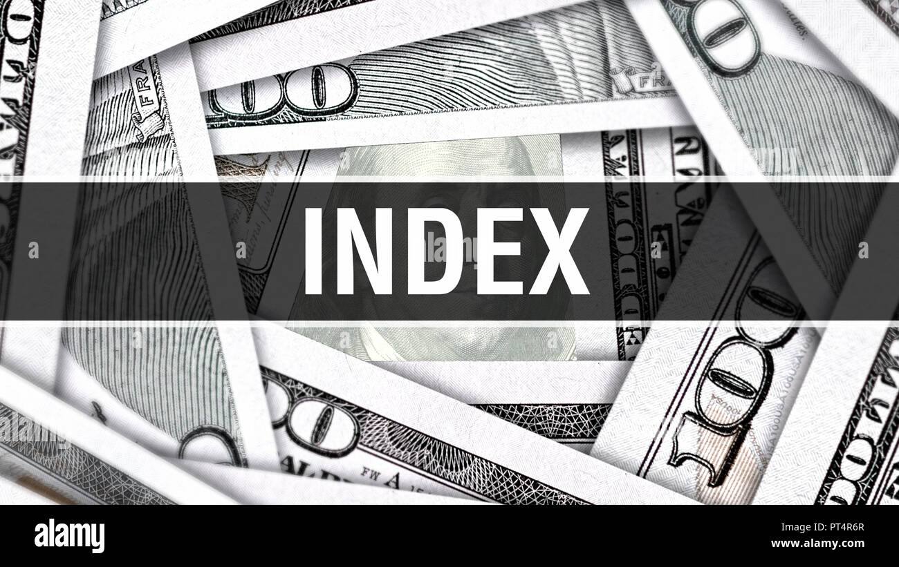 Index Closeup Concept. American Dollars Cash Money,3D rendering. Index ...