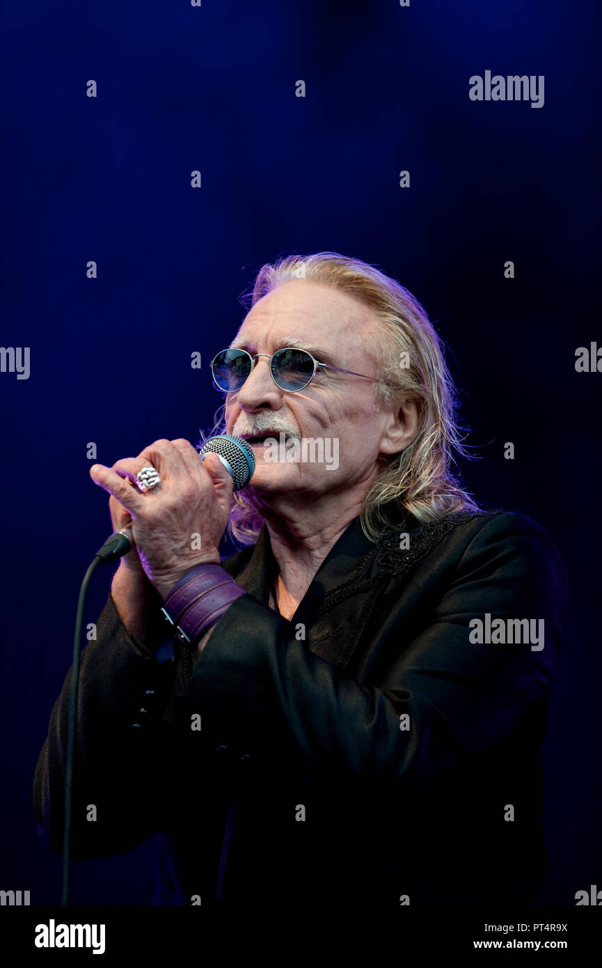 French singer Christophe in concert at the Francofolies festival in Spa ...