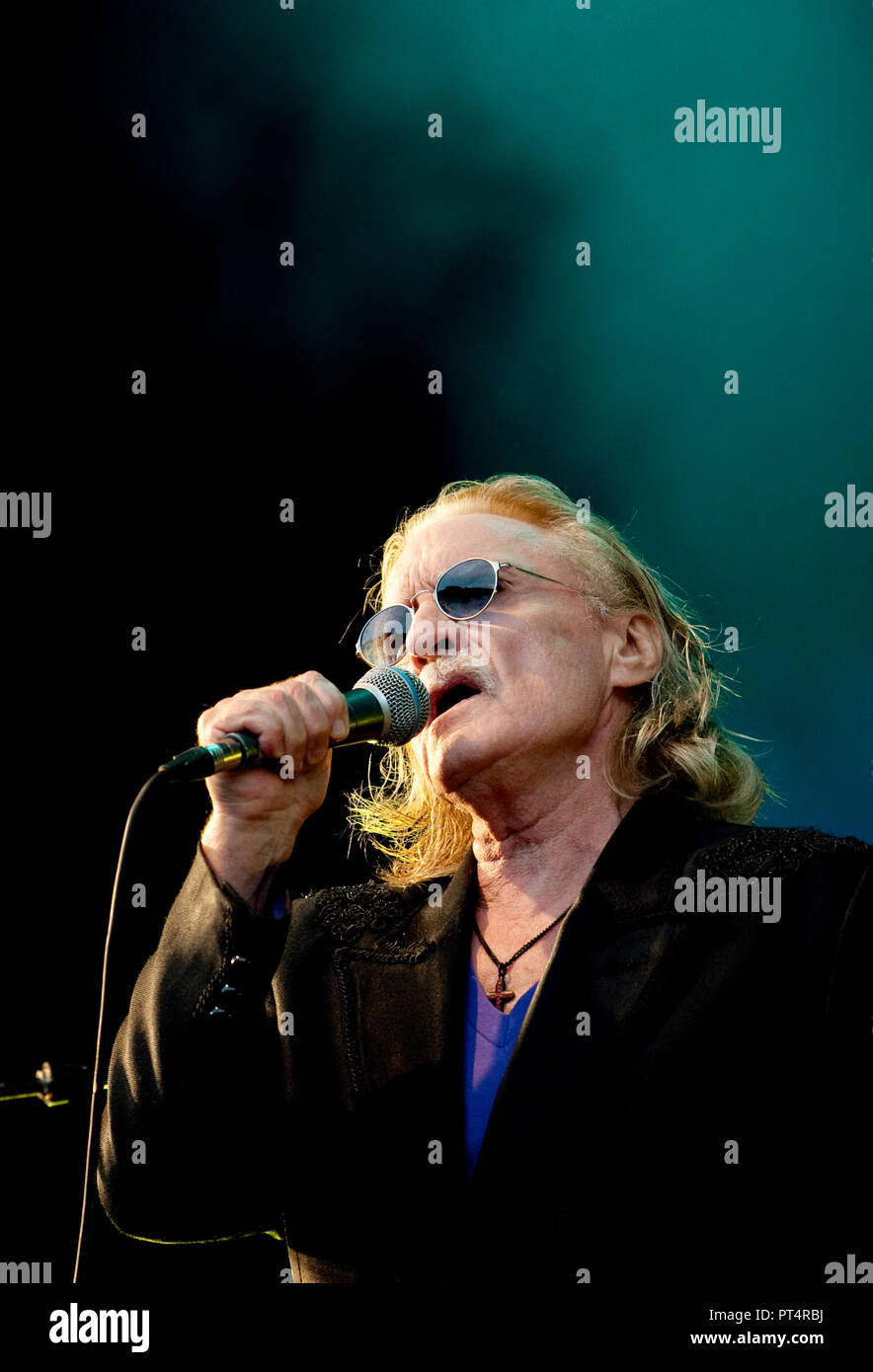 French singer Christophe in concert at the Francofolies festival in Spa ...