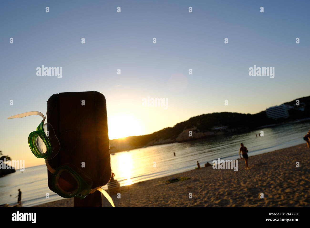 Swimming goggles on the beach Cala Galdana Menorca Sept Oct 2018 Stock ...