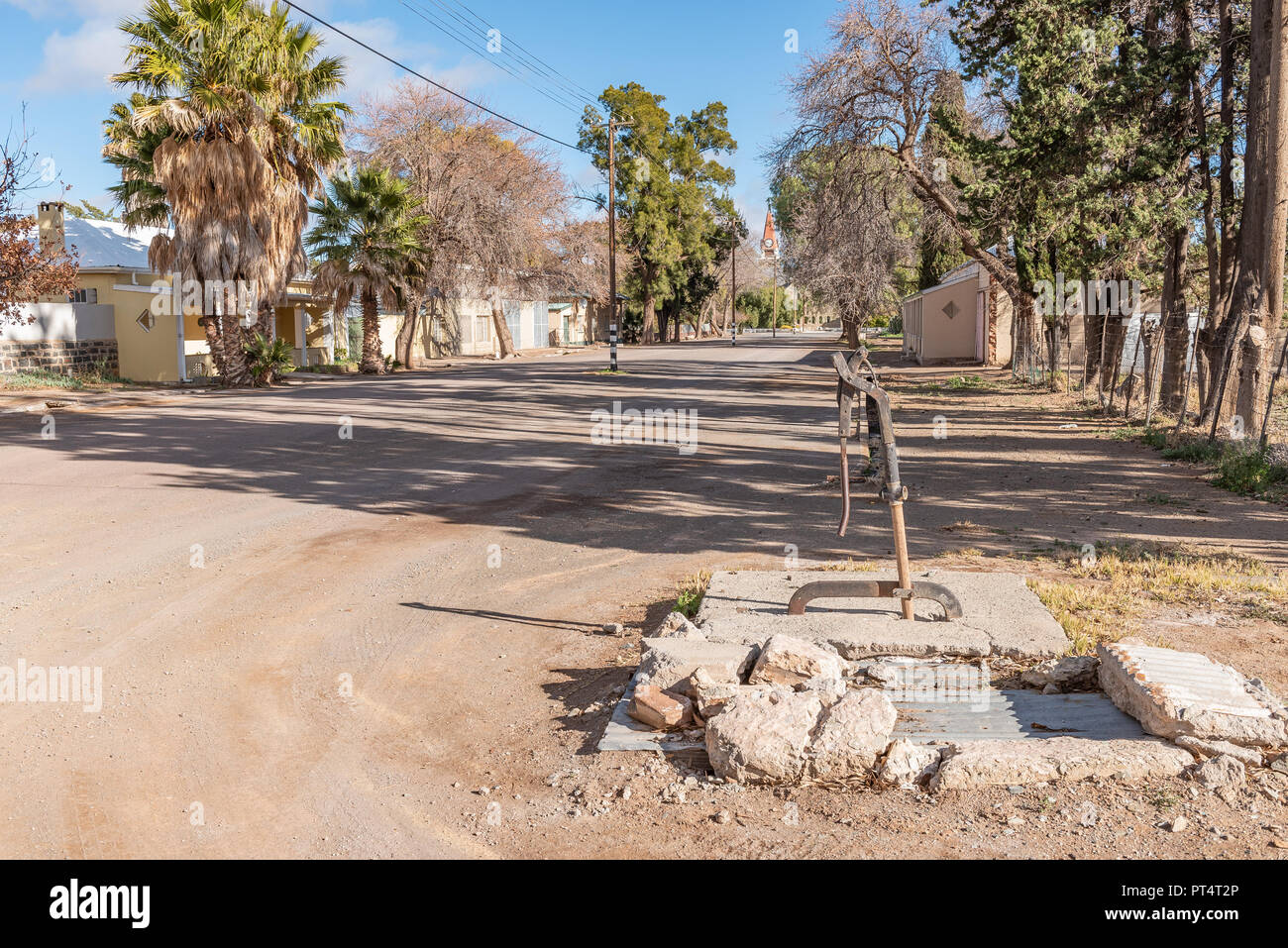 LOXTON, SOUTH AFRICA, AUGUST 7, 2018: A street scene, with an historic ...