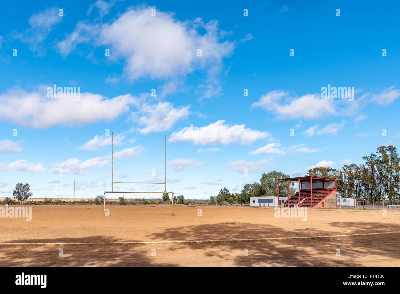 LOXTON, SOUTH AFRICA, AUGUST 7, 2018: A sports stadium, with combined ...