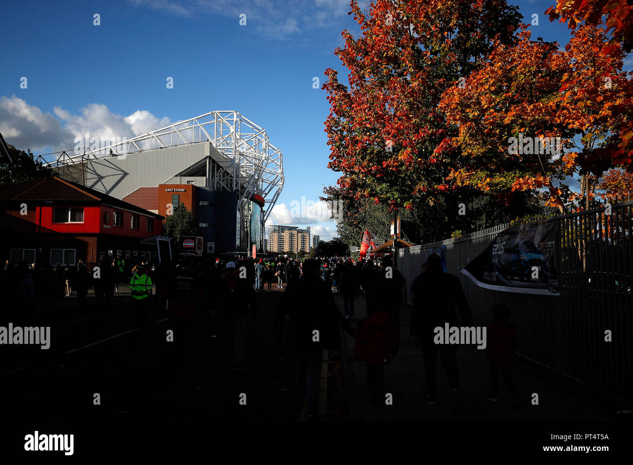 A view of autumnal trees outside the ground before the Premier League ...