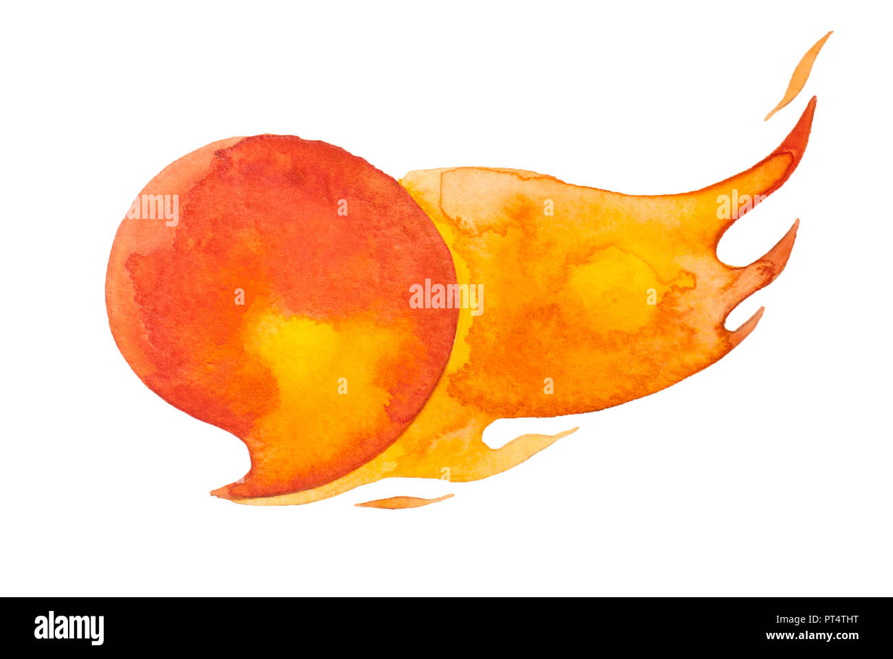 Watercolor burning speech bubble isolated on white, hot thought balloon ...