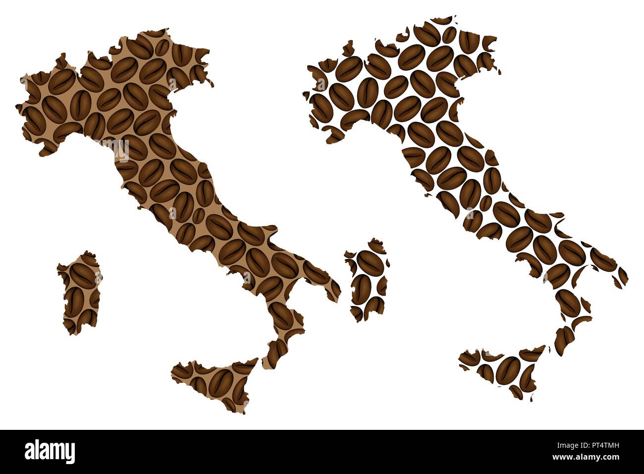 Italy - map of coffee bean, Italian Republic (Italian or Apennine ...