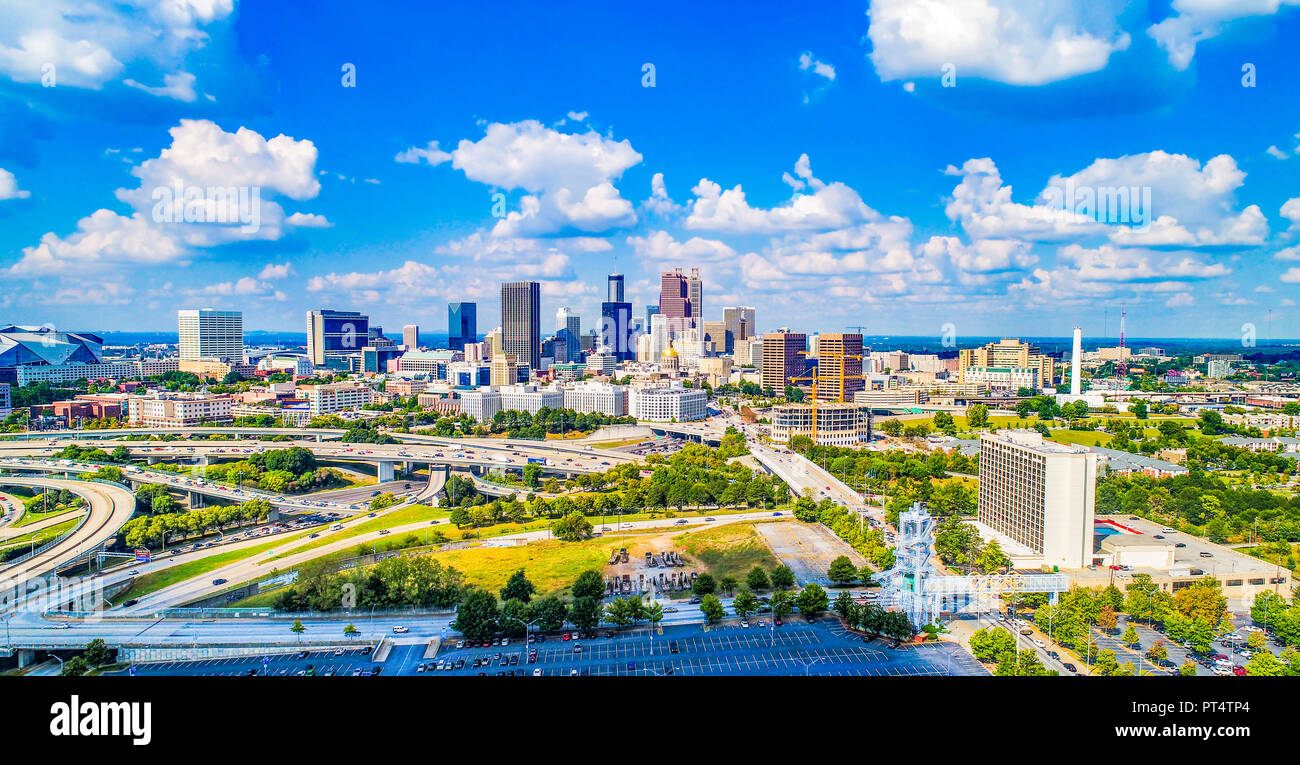 Drone Aerial Panorama of Atlanta, Georgia, USA Skyline Stock Photo - Alamy