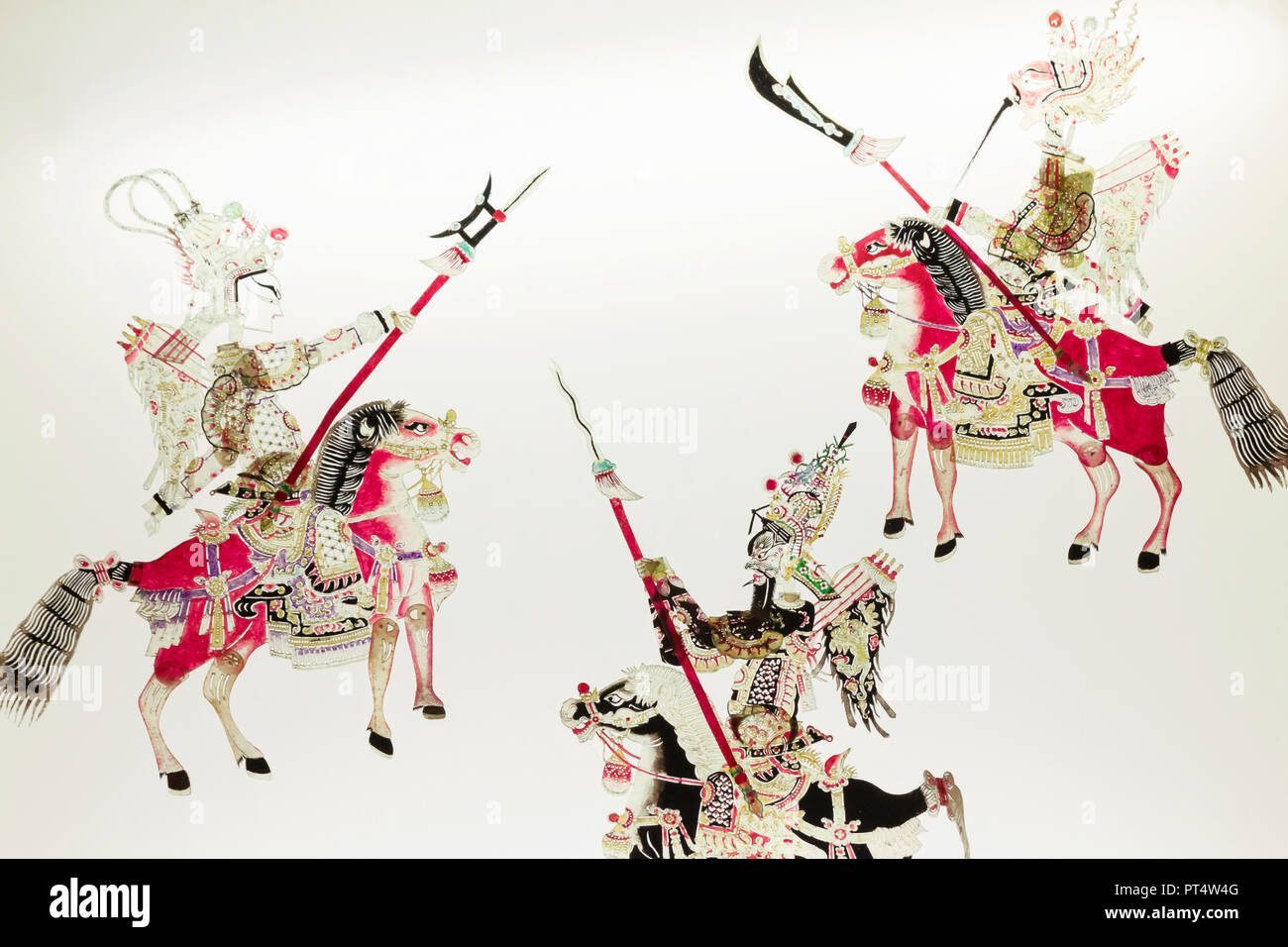 Traditional Chinese puppets of warriors made from painted mule skin ...