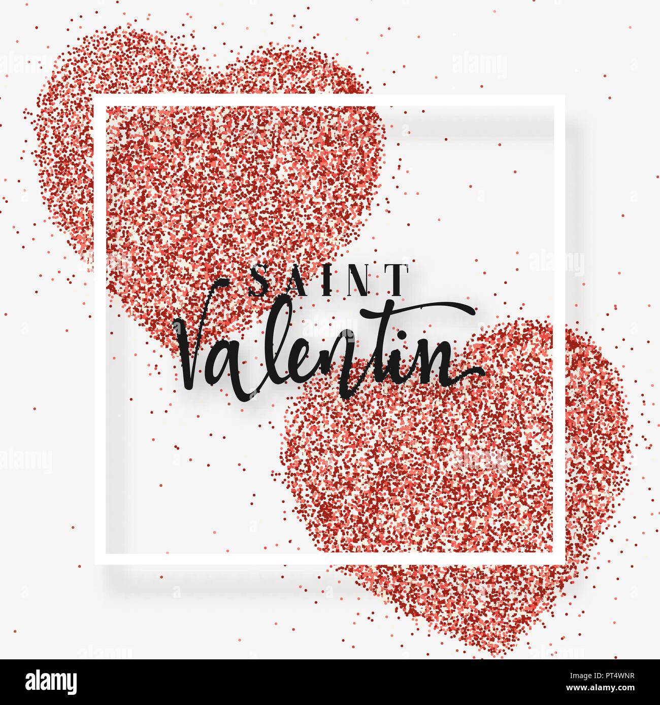 Saint Valentin. Greeting card on red bright heart background ...