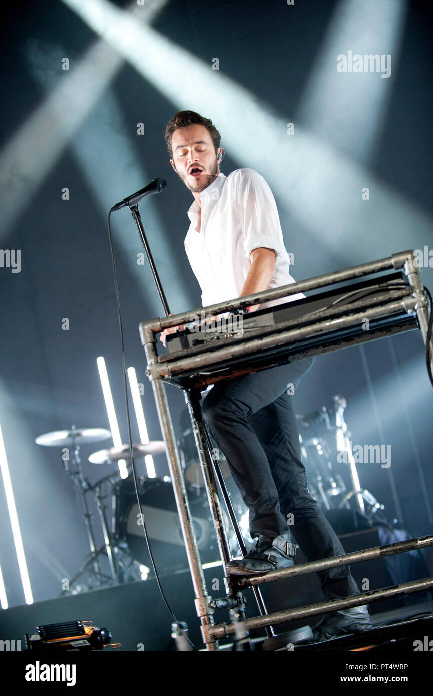English rock band Editors performing in Forest National, Brussels ...