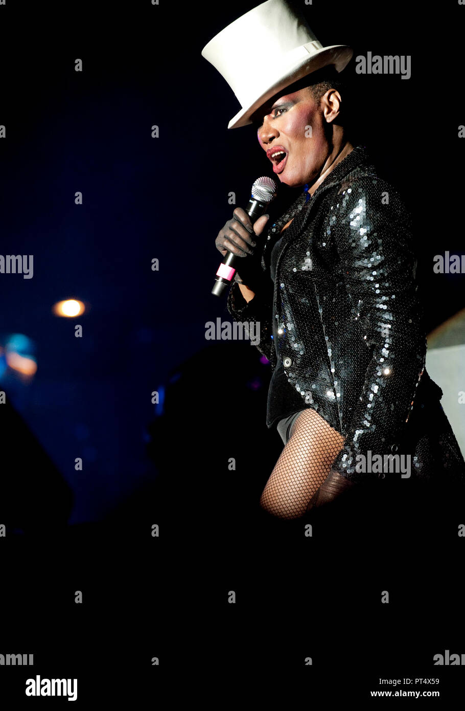 Grace Jones in concert at the Suikerrock festival in Tienen (Belgium ...