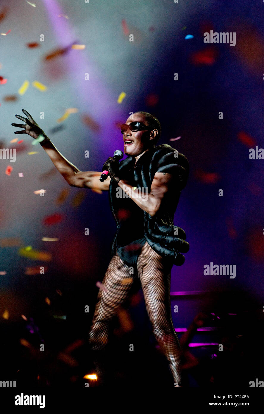 Grace Jones in concert at the Suikerrock festival in Tienen (Belgium ...