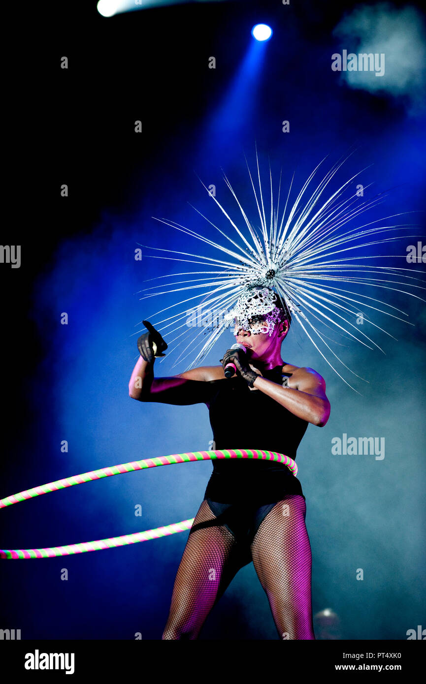 Grace Jones in concert at the Suikerrock festival in Tienen (Belgium ...