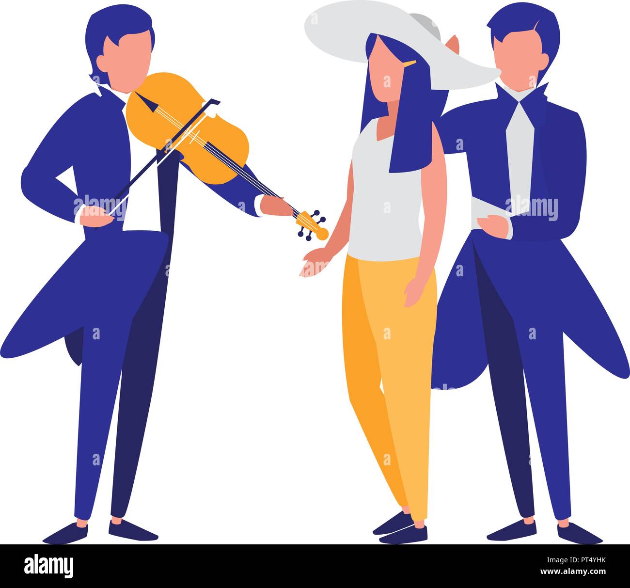 symphony orchestra design with musician playing violin for a couple ...