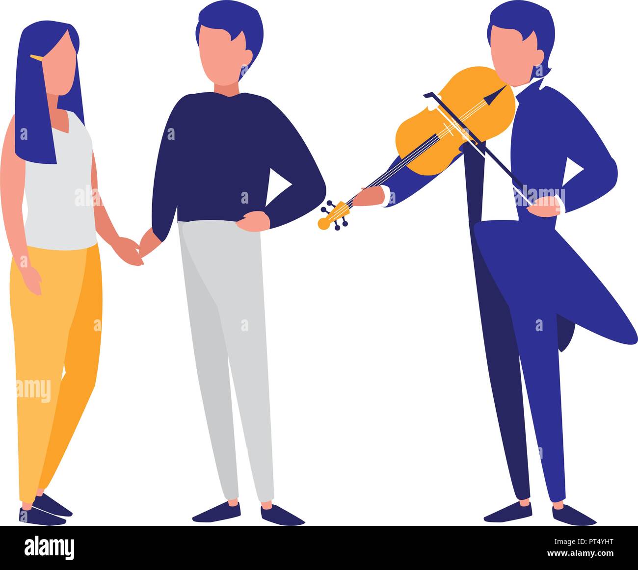 symphony orchestra design with musician playing violin for a couple ...