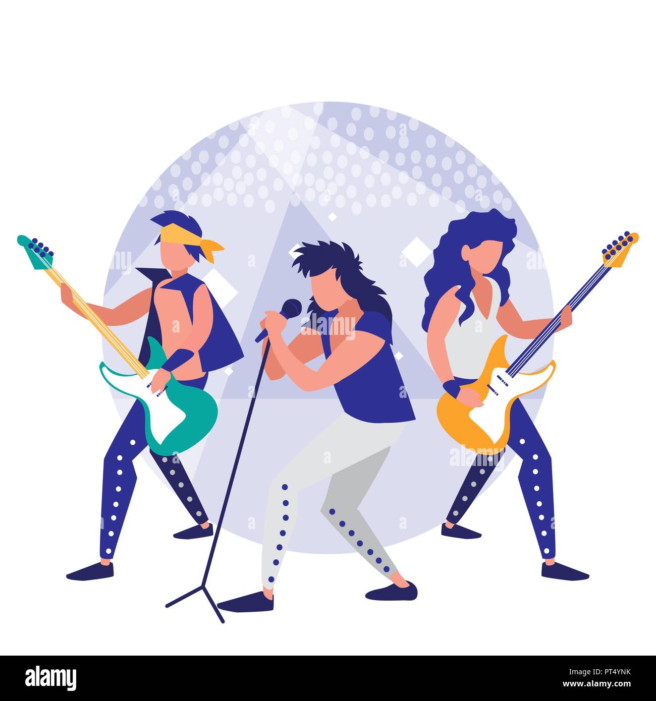 rock band design with singer and musiciand playing electric guitars ...