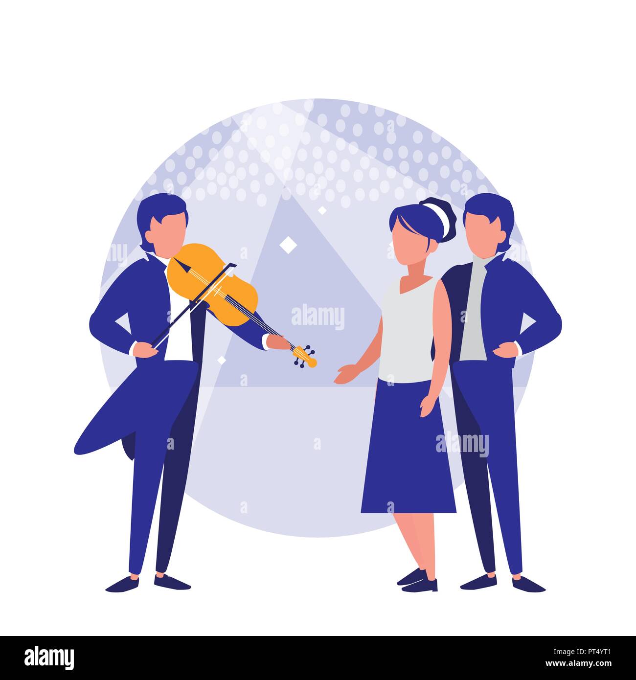 symphony orchestra design with musician playing violin for a couple ...