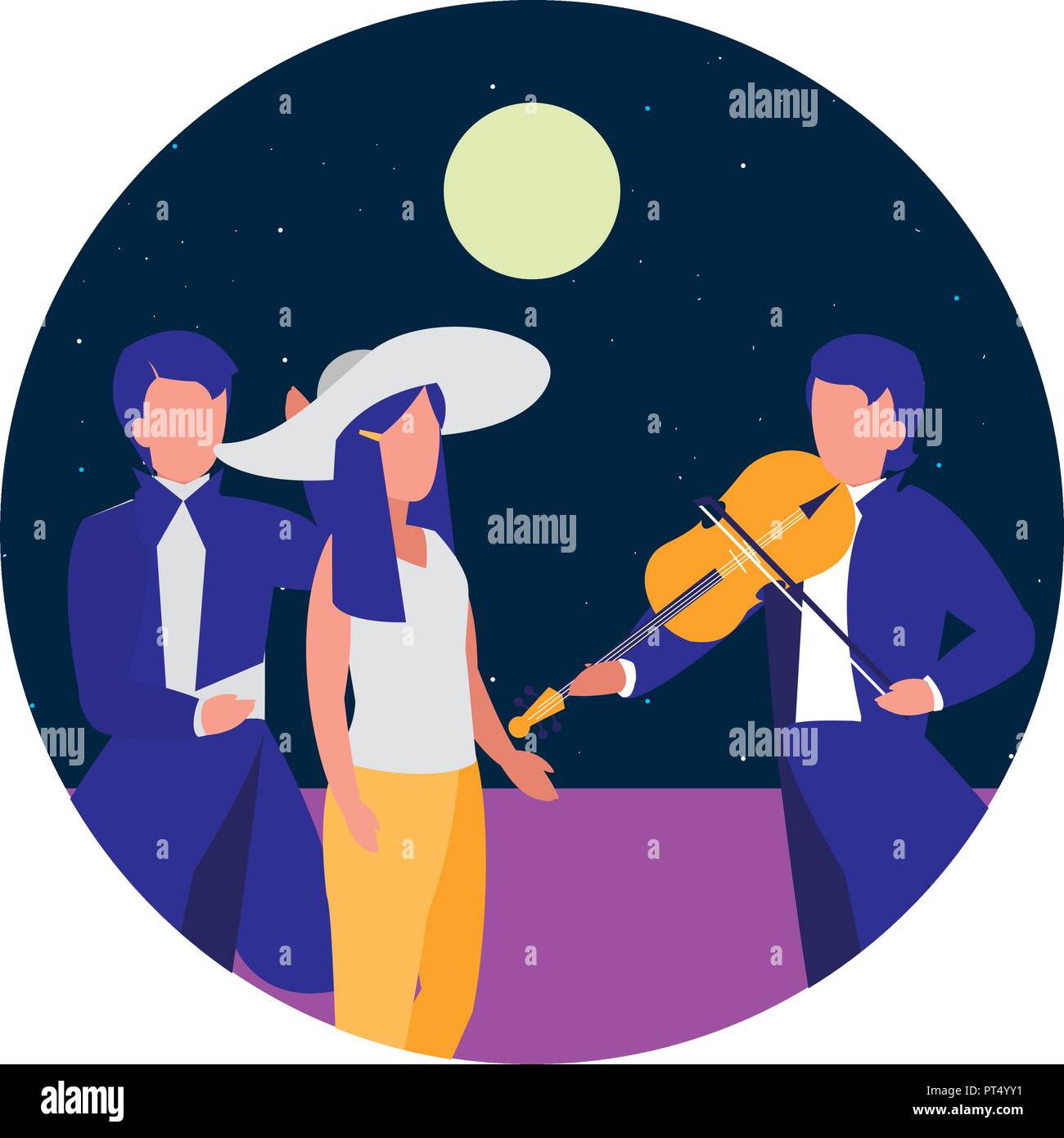 symphony orchestra design with musician playing violin for a couple ...