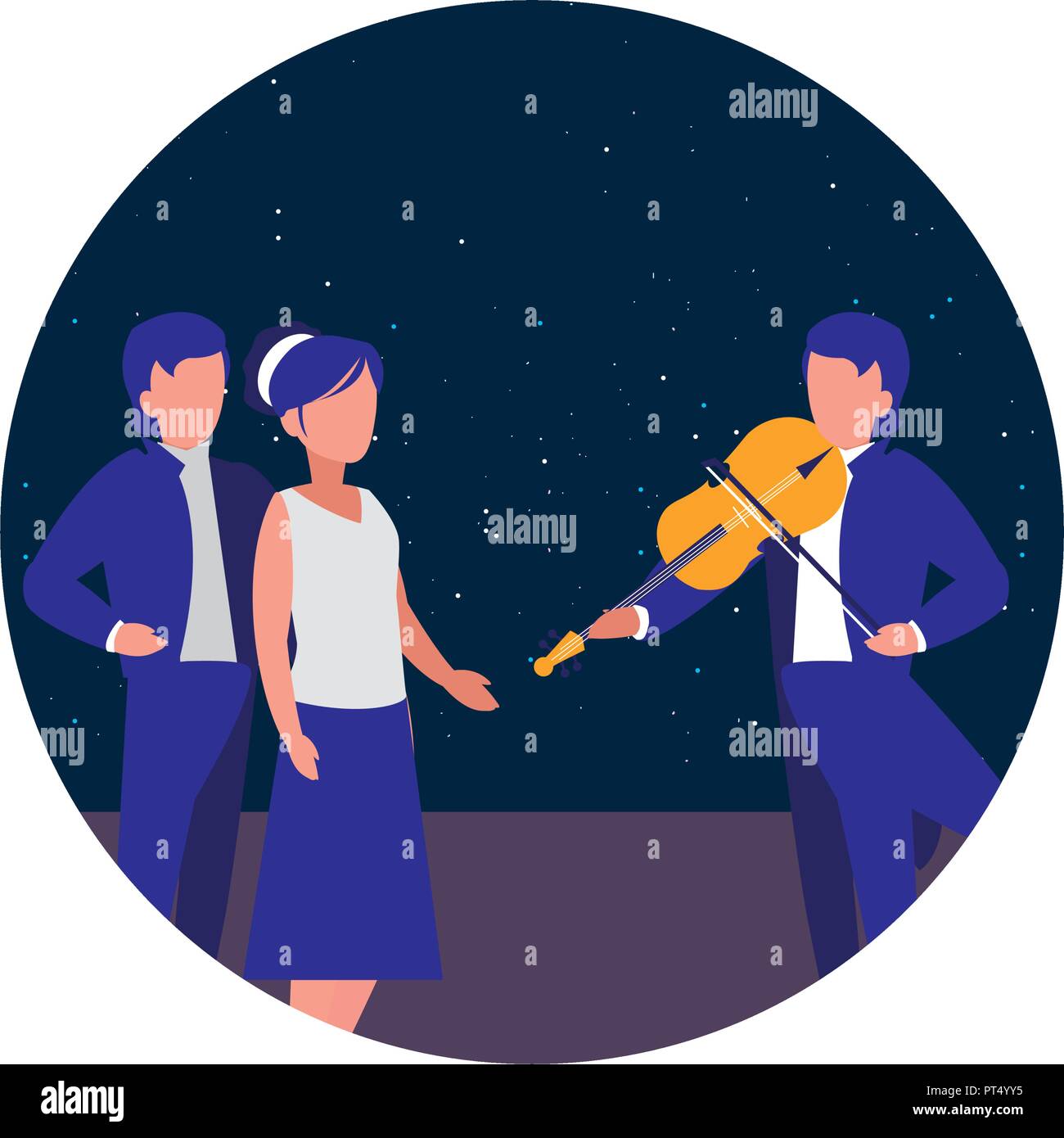 symphony orchestra design with musician playing violin for a couple ...