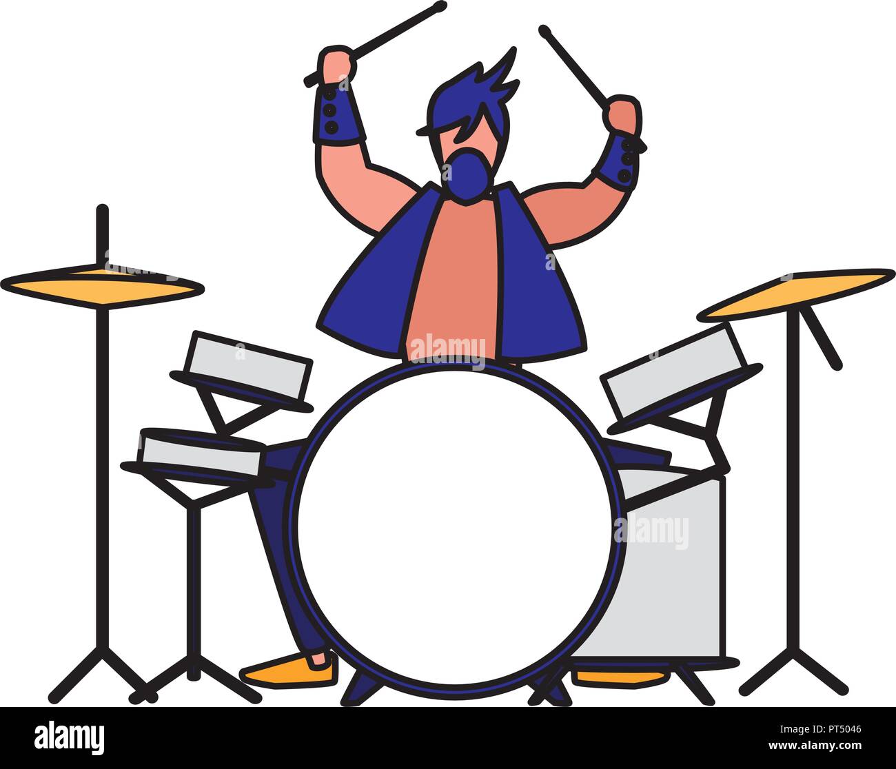 man playing battery instrument over white background, vector ...