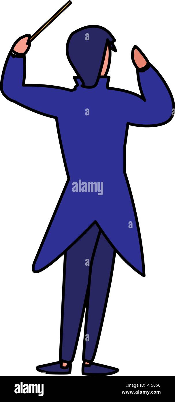 orchestra director with stick over white background, vector ...