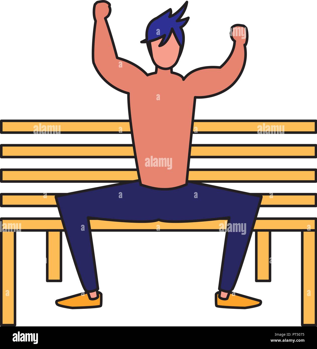 man sitting on a bench over white background, vector illustration Stock ...