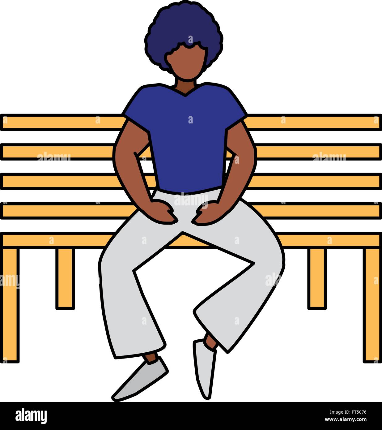 man sitting on a bench over white background, vector illustration Stock ...