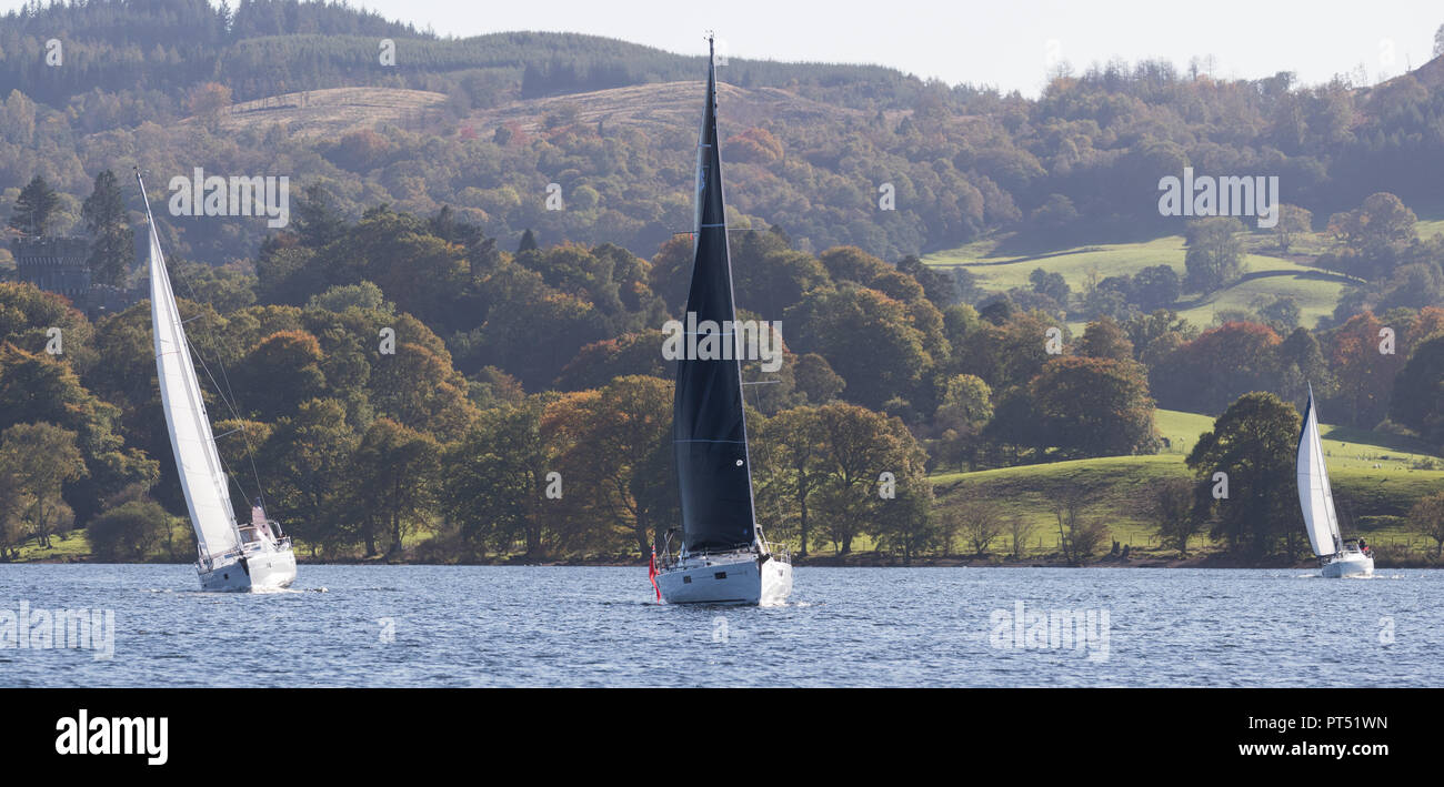 Lake Windermere Cumbria UK 6th October 2018. Lake Windermere sunny ...