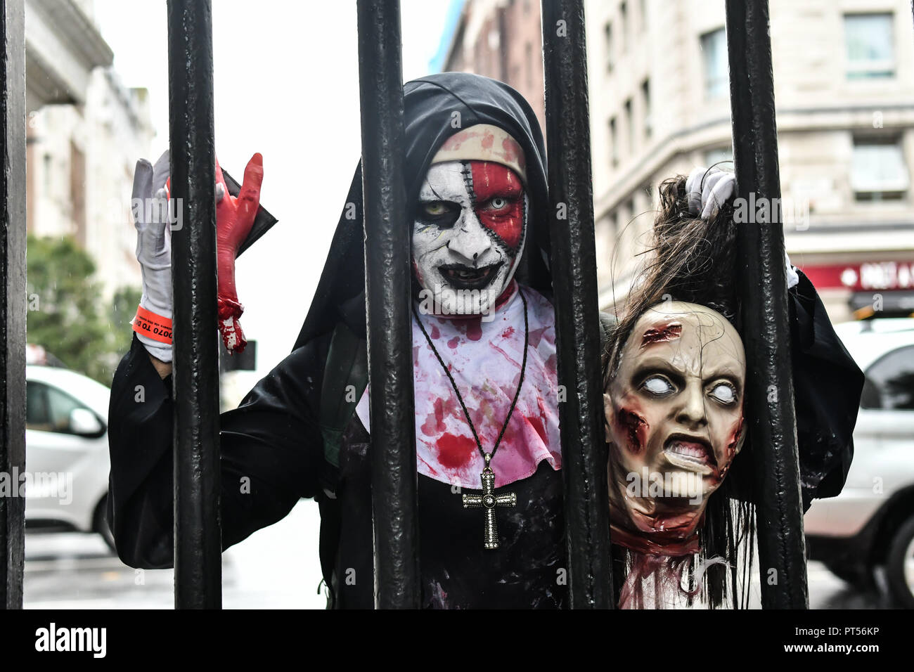 London, UK. 6th October 2018. People dresses up Zombie fund raising for ...