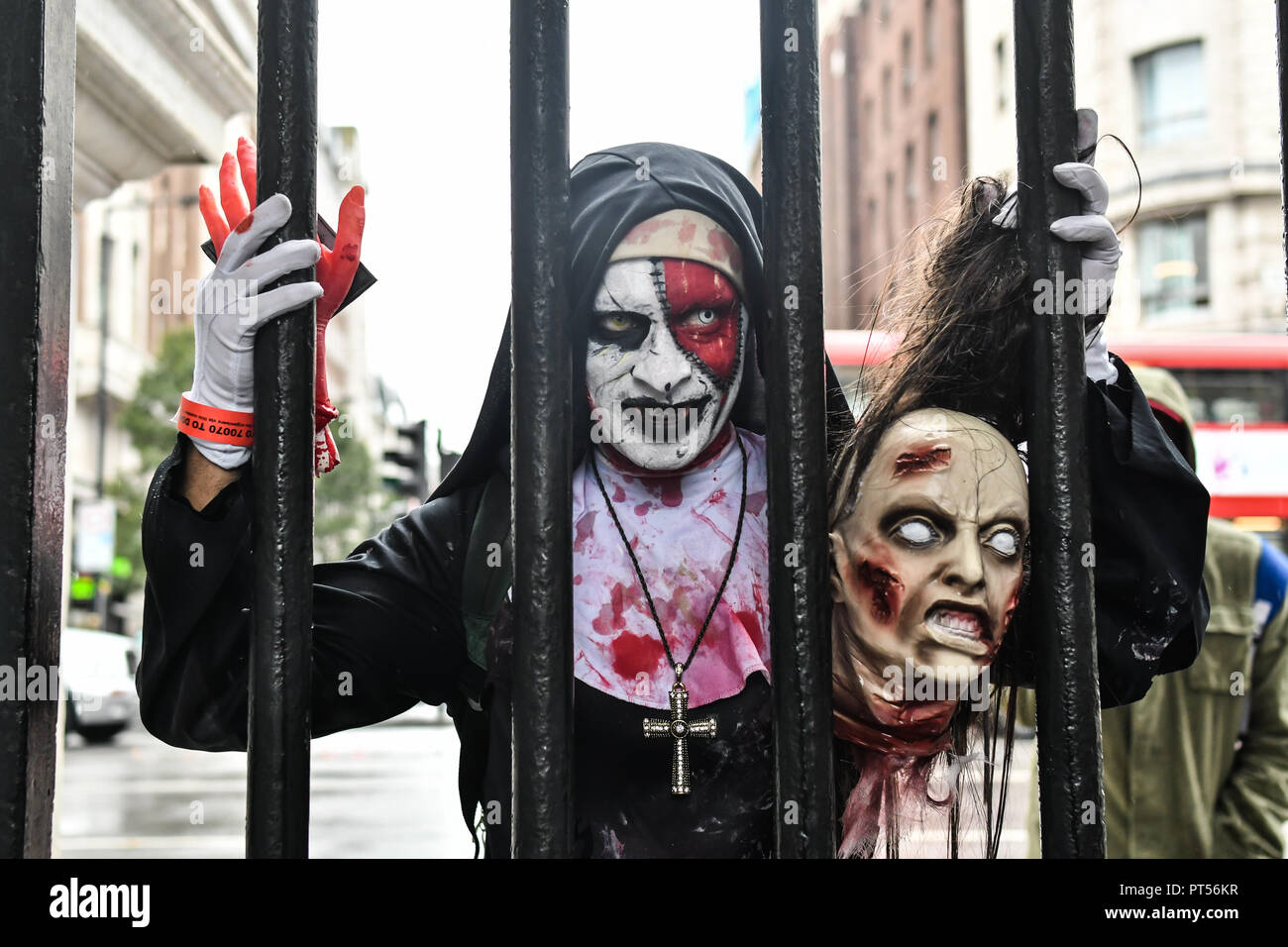 London, UK. 6th October 2018. People dresses up Zombie fund raising for ...