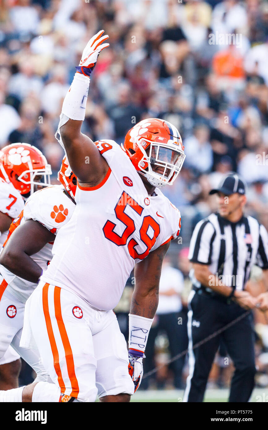 Winston-Salem, NC, USA. 6th Oct, 2018. Clemson Tigers defensive tackle ...