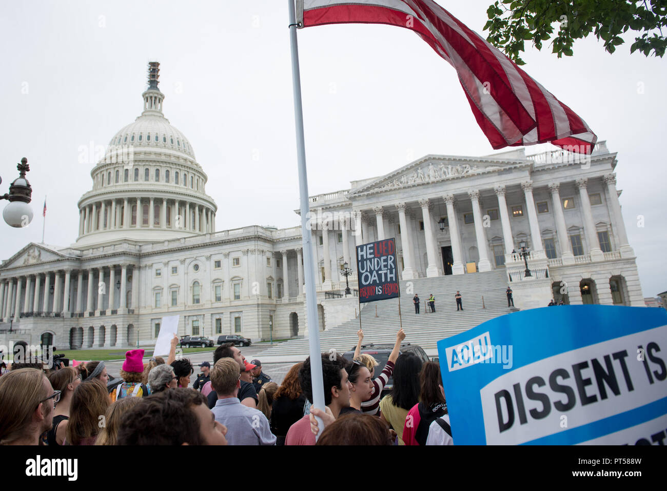 Washington, DC, USA. 6th Oct, 2018. Hundreds of protesters gather ...